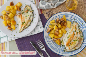 Rodaballo a la plancha con patatas y champiñones, ¡delicioso! - Recetas ...